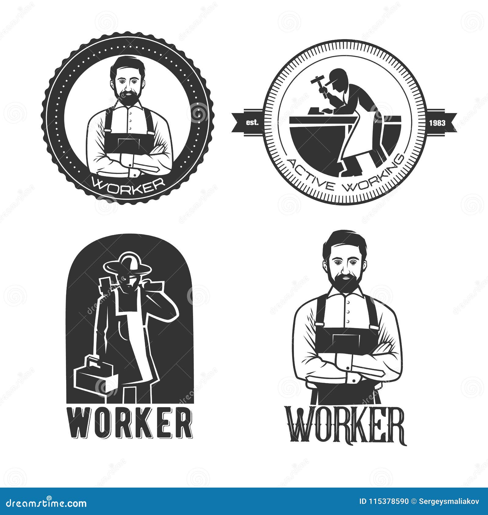 Working Man for Logo Template. Stock Vector - Illustration of ...