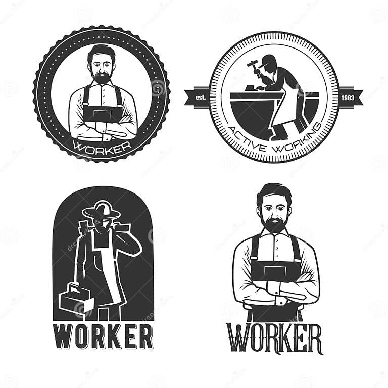 Working Man for Logo Template. Stock Vector - Illustration of ...