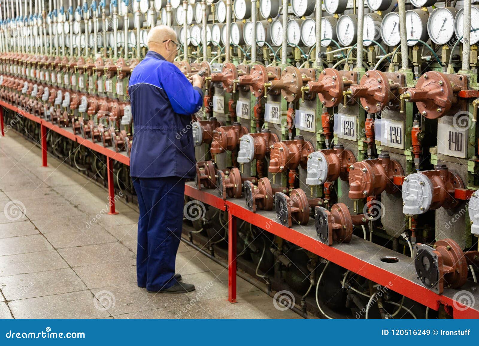 Working Man Near the Measuring Equipment Editorial Stock Image - Image ...