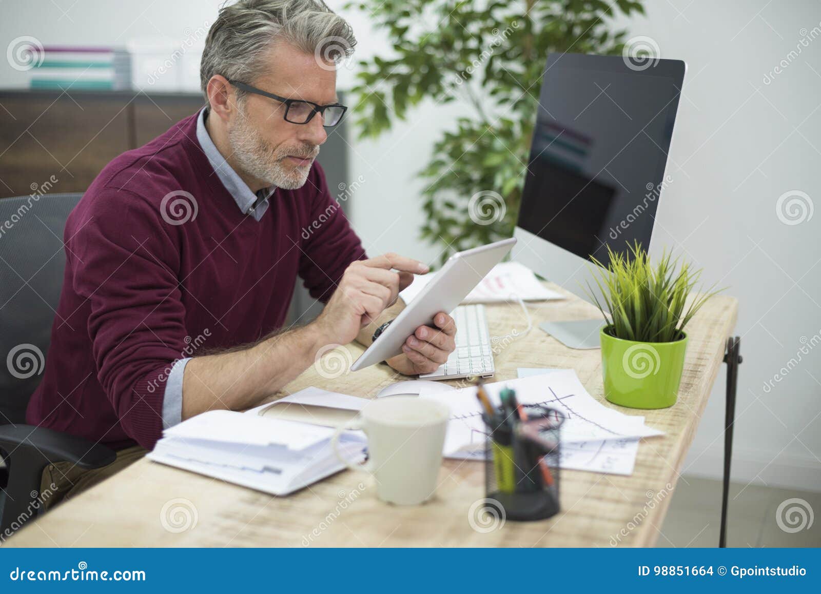 Working man in the office stock photo. Image of financial - 98851664