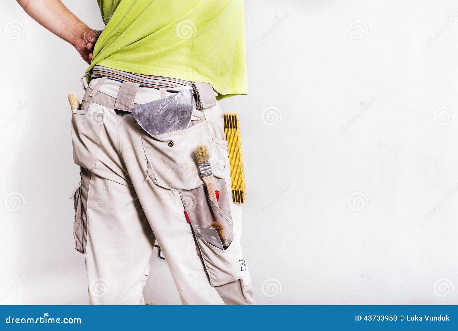 Working Man Pants with Tools. Renovating Home Interior Stock Photo ...