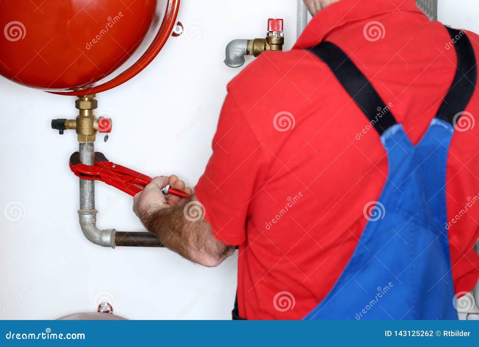 Working Man with Pliers is Mounting Stock Photo - Image of pipe, heavy ...