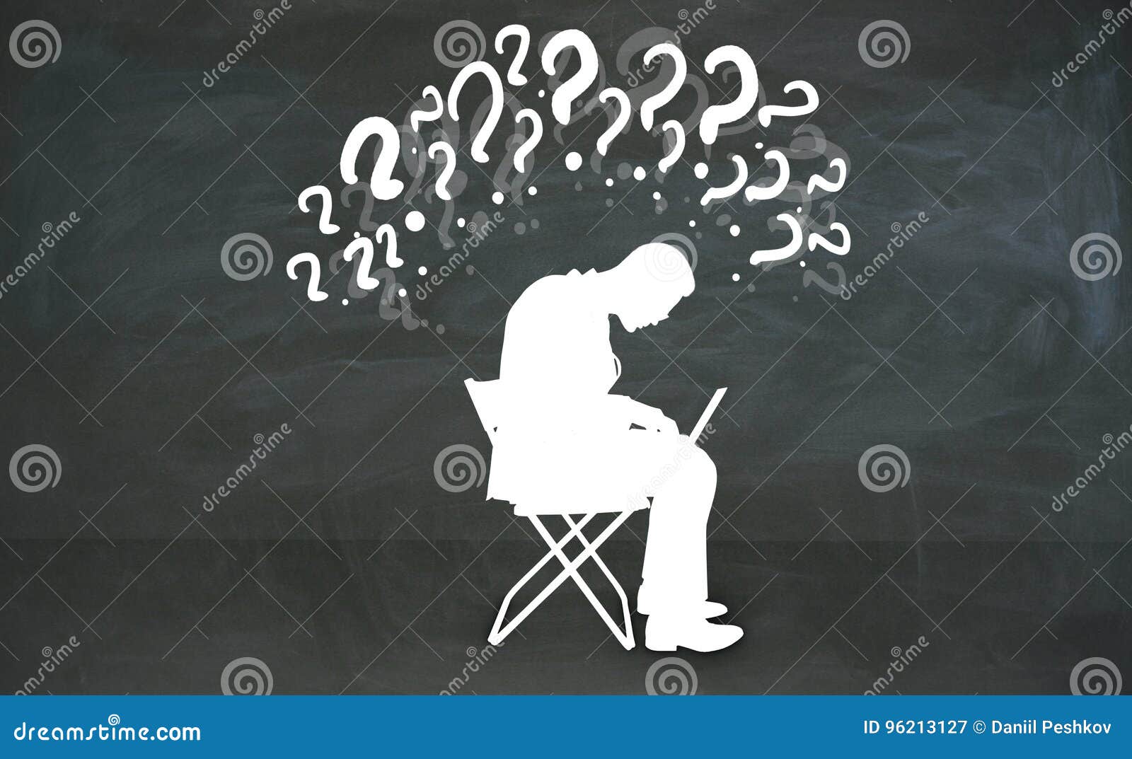 Working man with questions stock illustration. Illustration of doodle ...