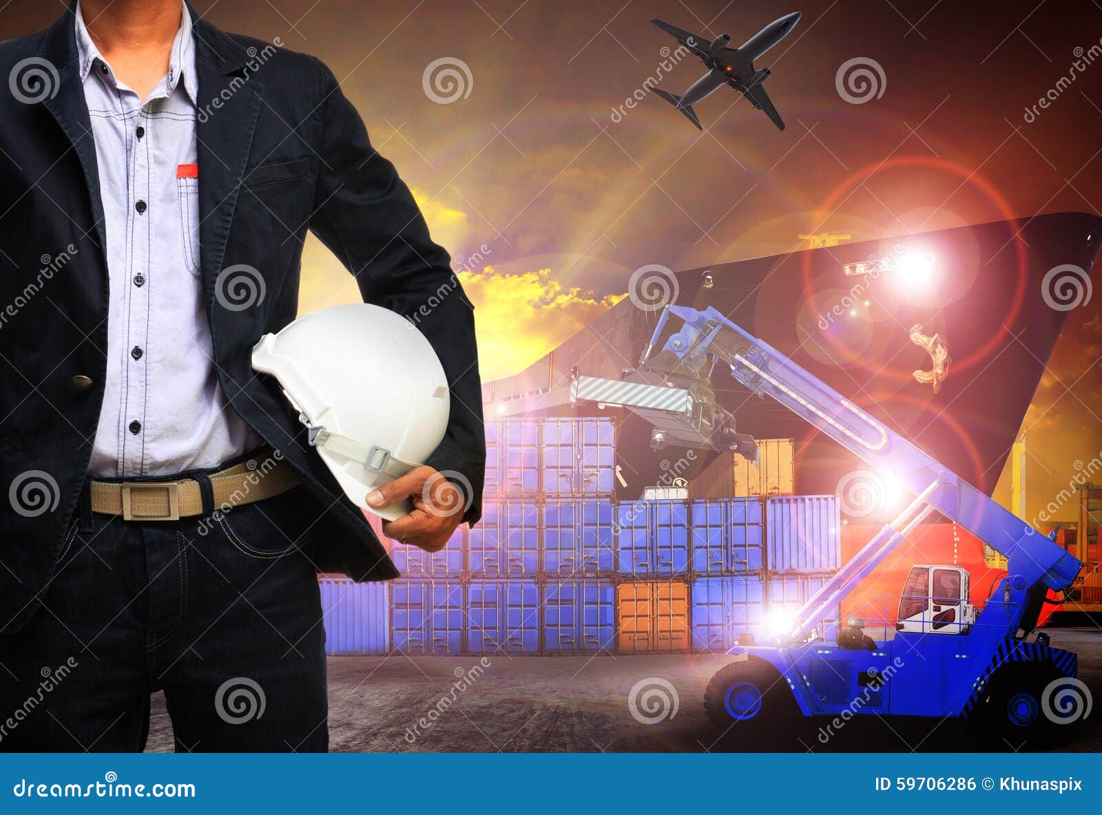 Working Man in Shipping Port,freight Cargo ,logistic and Import, Stock ...