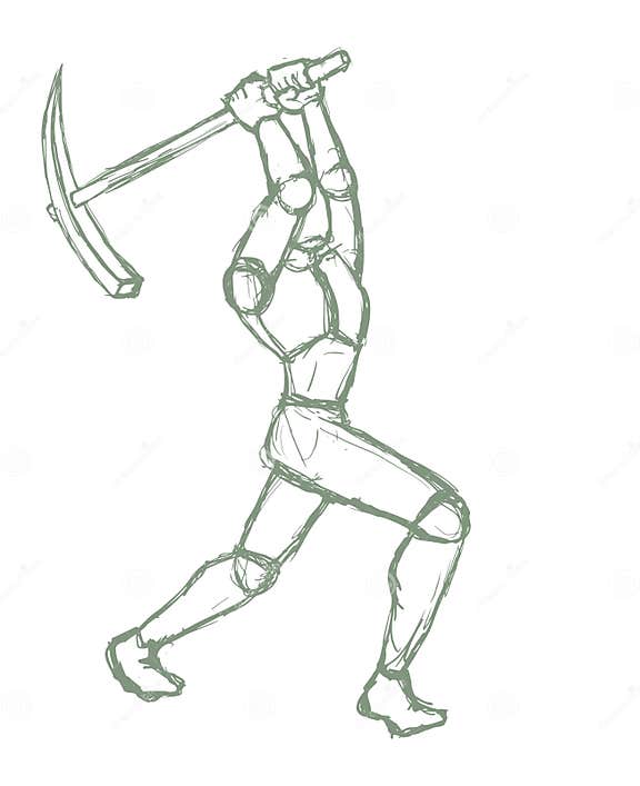 Working man sketch draw stock illustration. Illustration of doodle ...