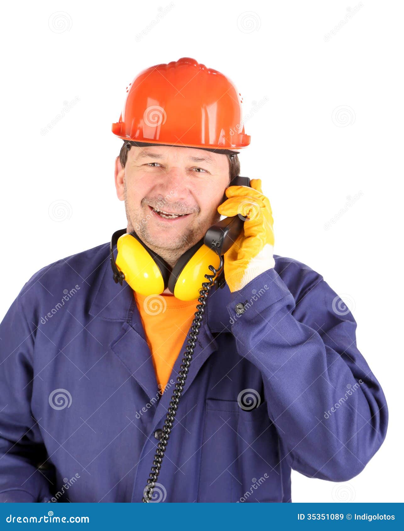 Working Man Talking on Phone. Stock Image - Image of plumber ...