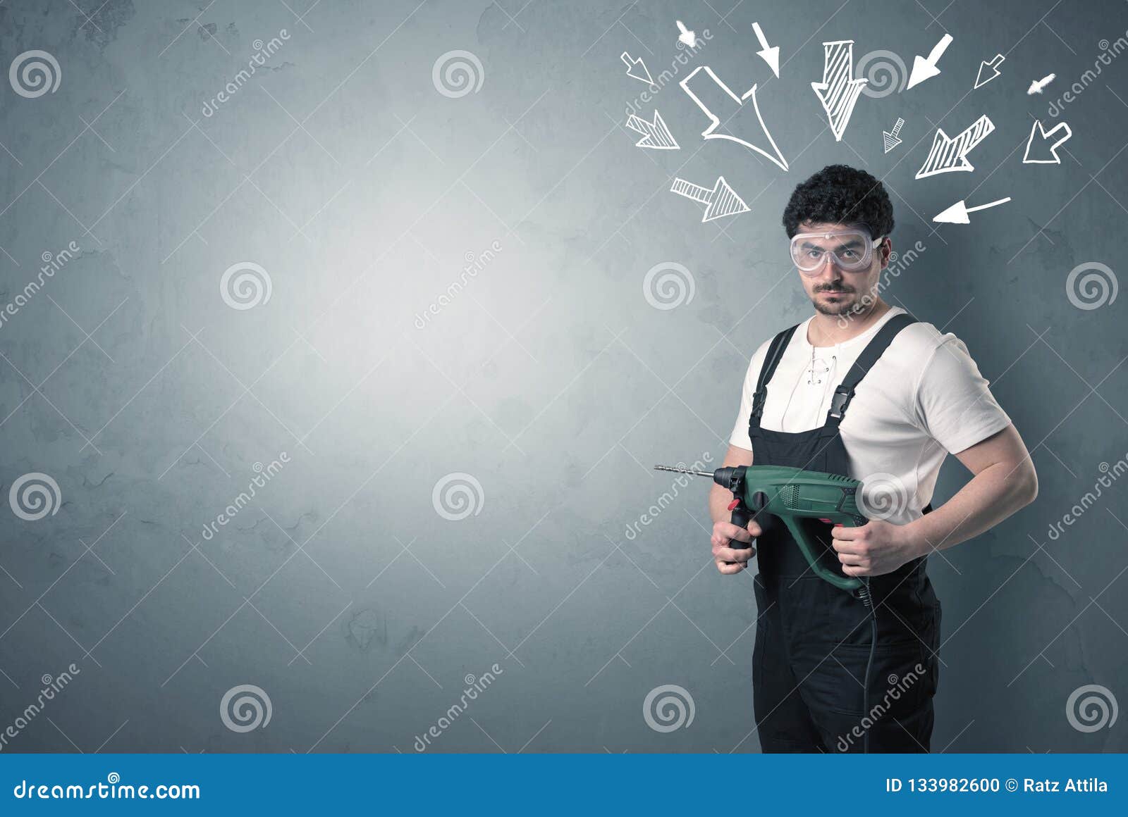 Worker standing with tool. stock photo. Image of labor - 133982600