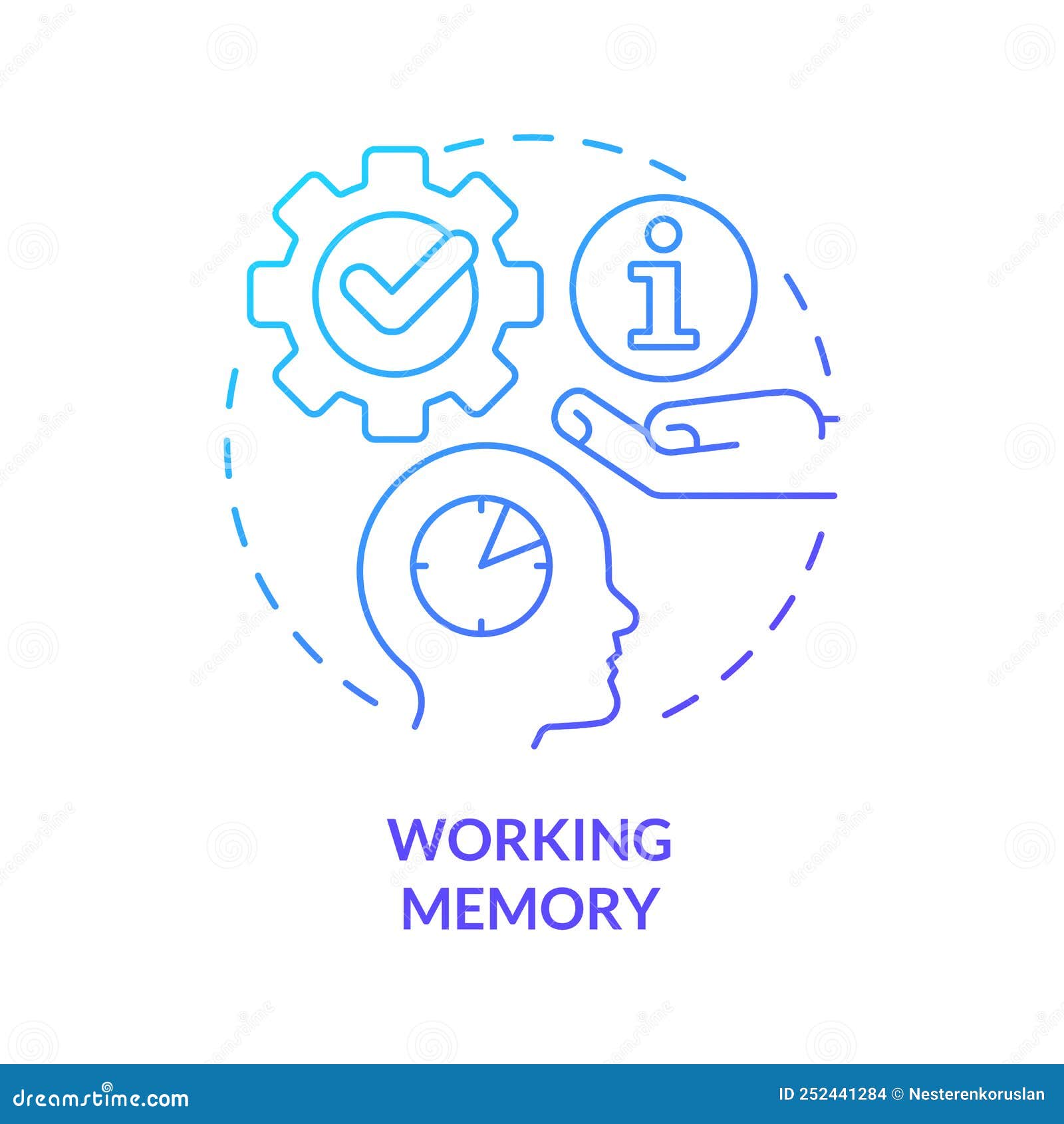 Working Memory Blue Gradient Concept Icon Stock Vector - Illustration ...