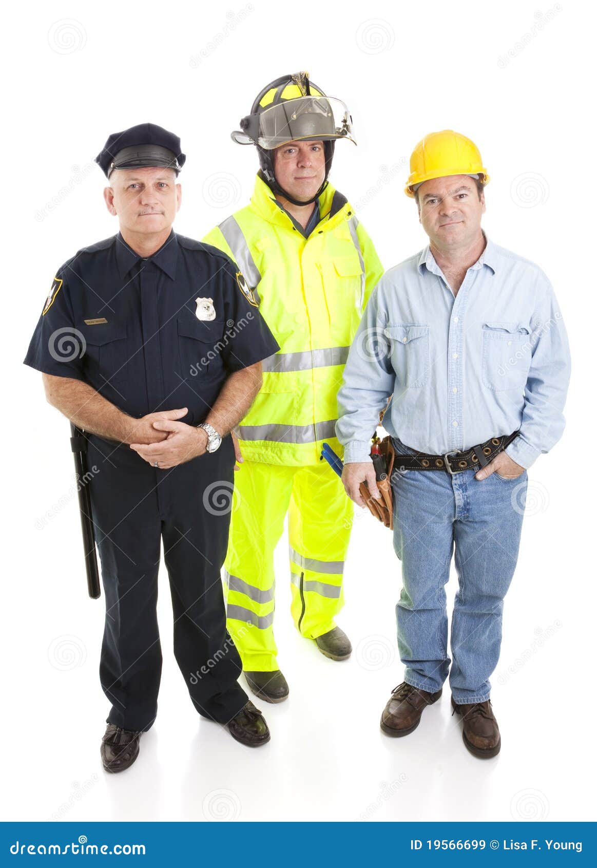 Working Men stock image. Image of middle, fireman, police - 19566699