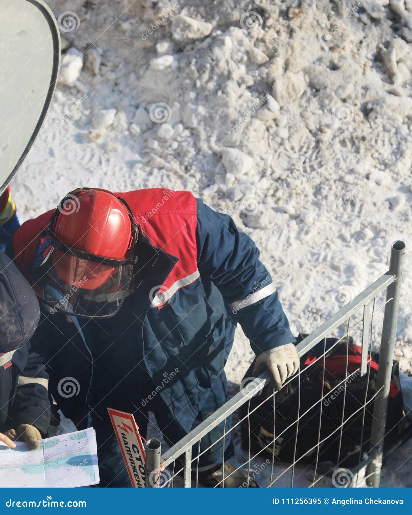Working Men in the Form of Standing Around a Sand Pit Stock Image ...
