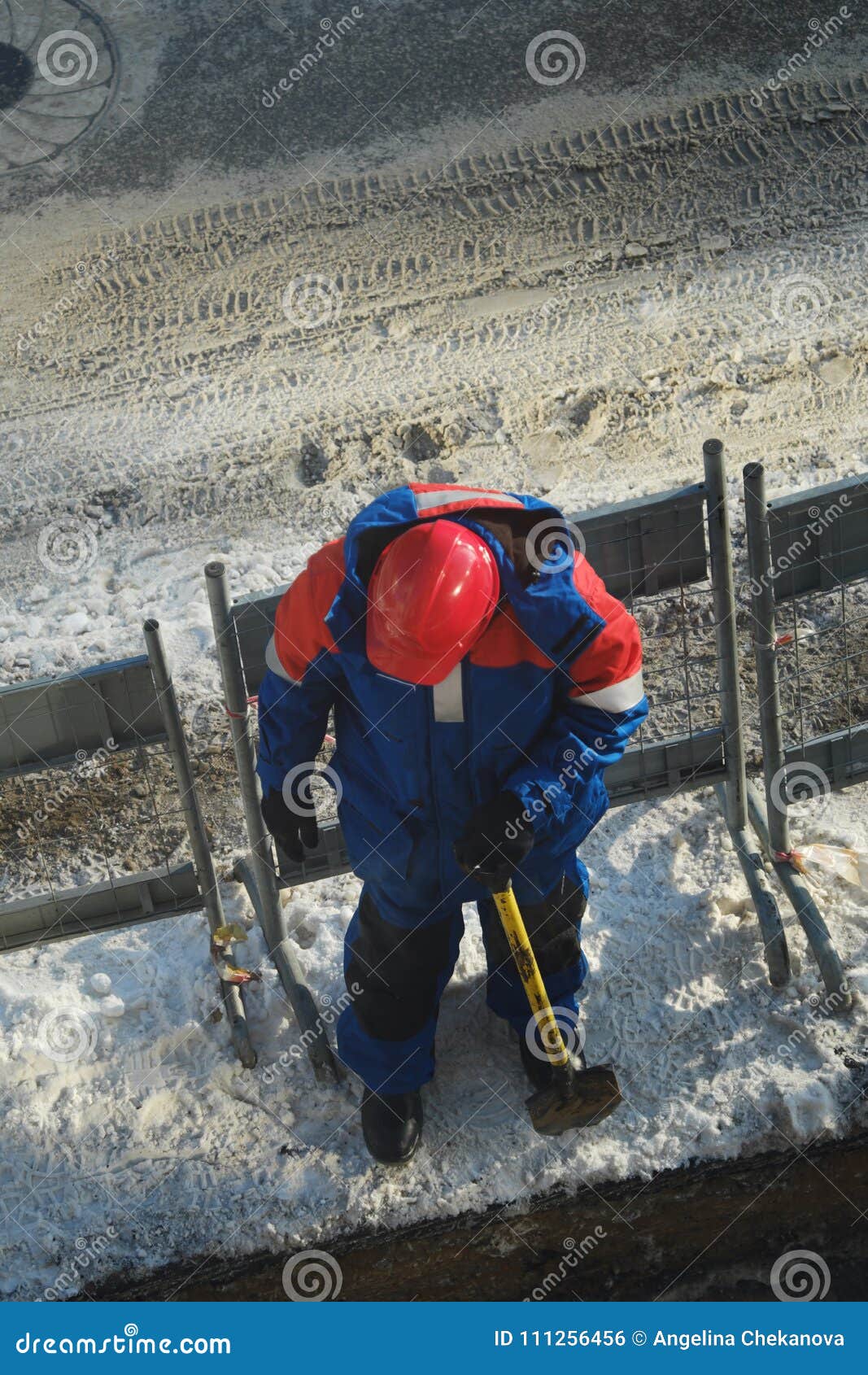Working Men in the Form of Standing Around a Sand Pit Stock Photo ...