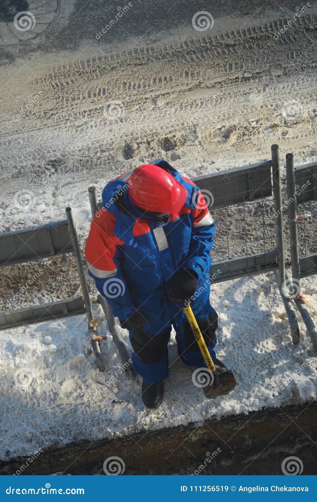 Working Men in the Form of Standing Around a Sand Pit Stock Image ...