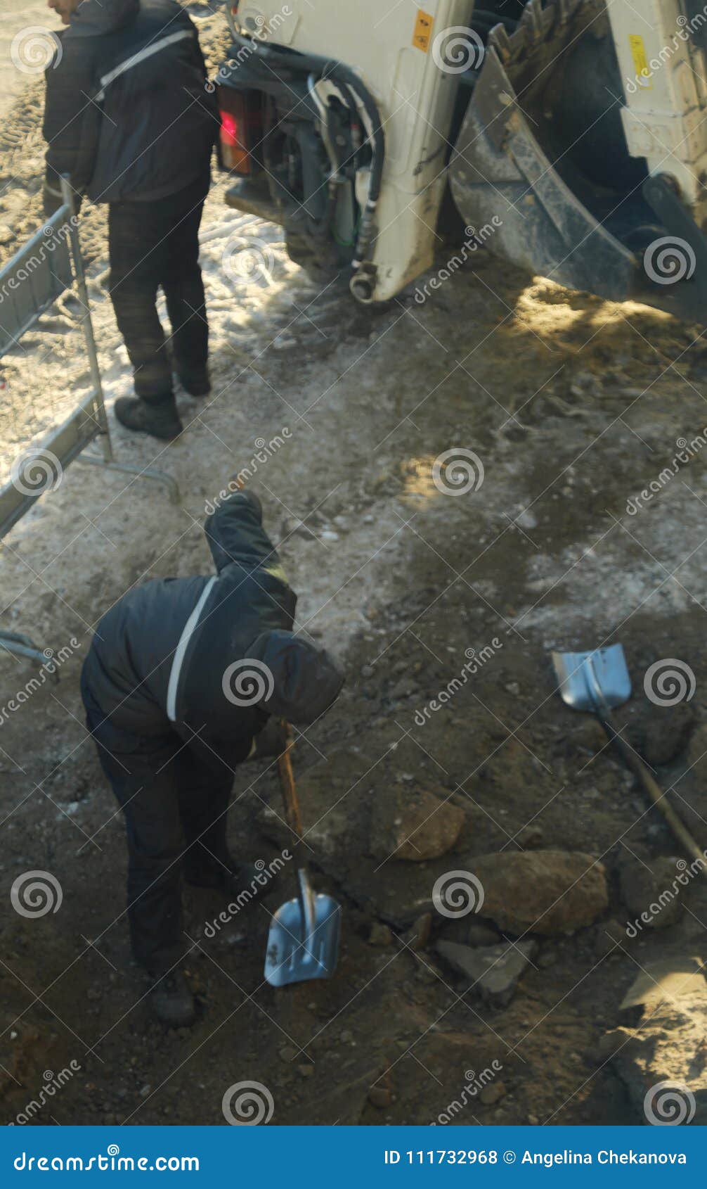 Working Men in the Form of Standing Around a Sand Pit Editorial Stock ...