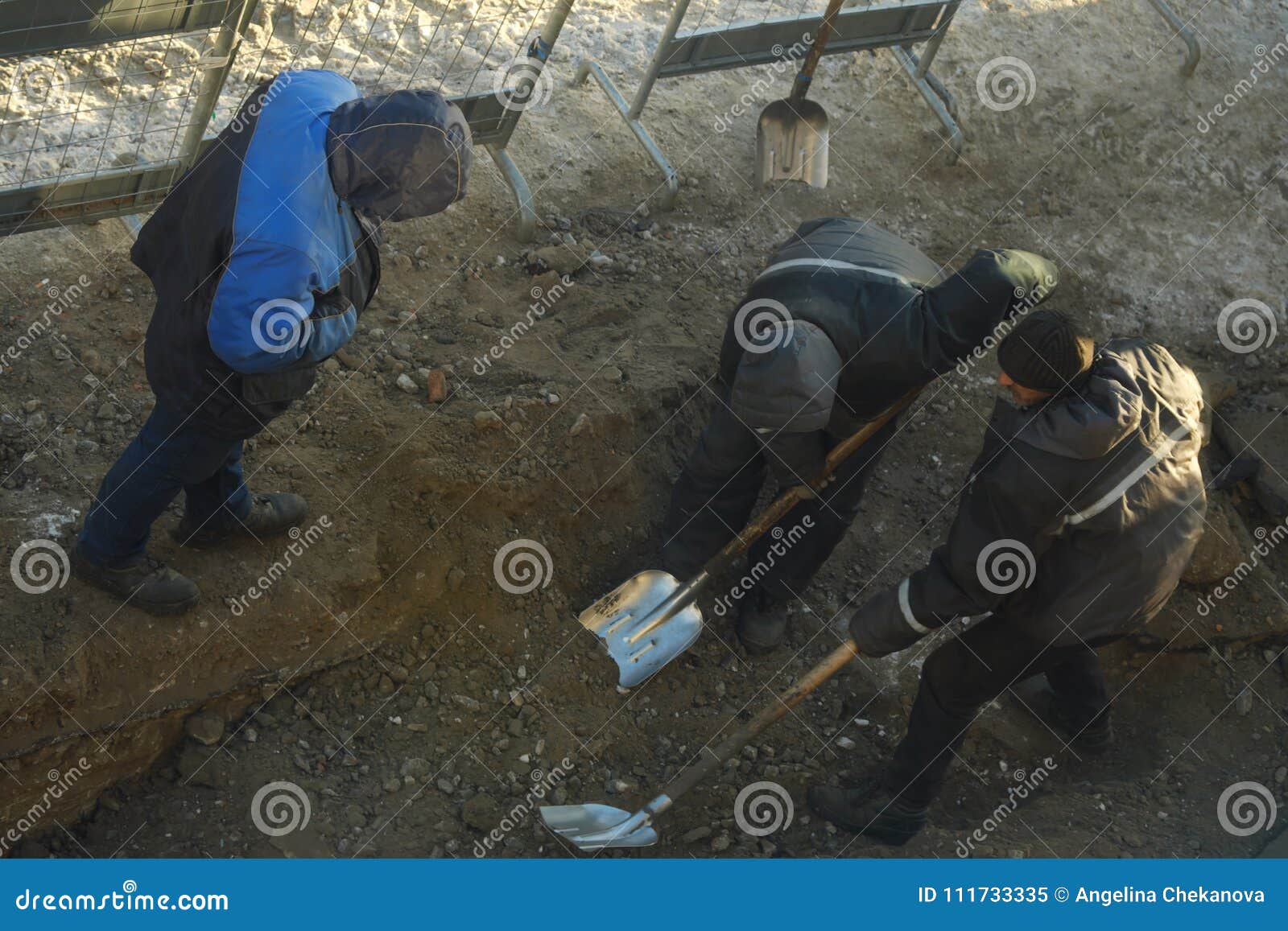 Working Men in the Form of Standing Around a Sand Pit Editorial Image ...