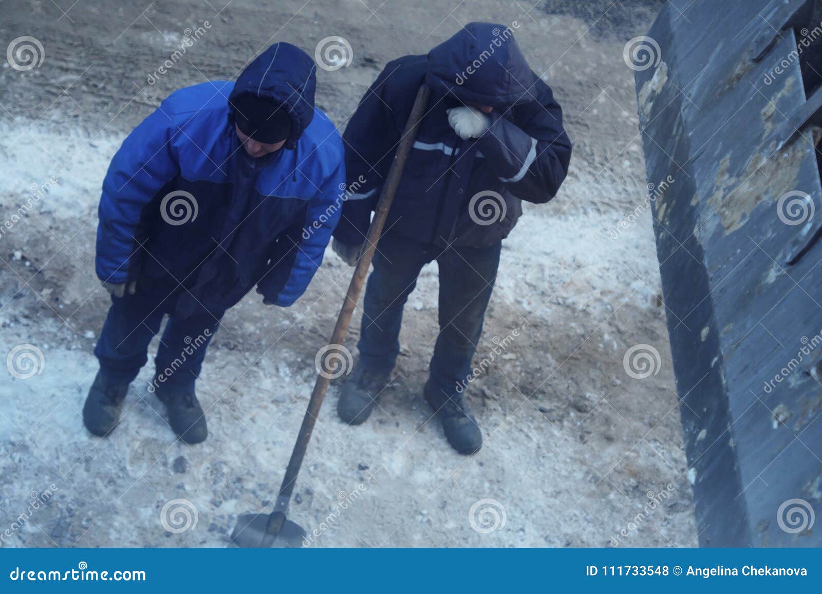 Working Men in the Form of Standing Around a Sand Pit Editorial Stock ...