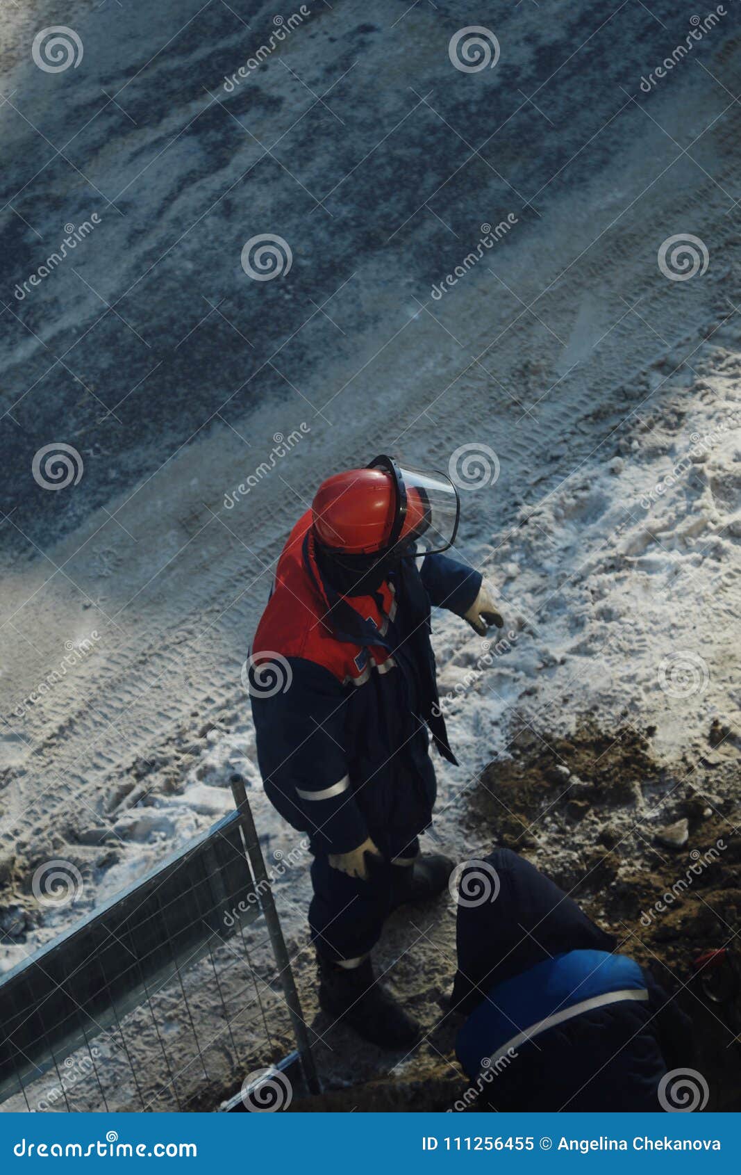 Working Men in the Form of Standing Around a Sand Pit Stock Image ...