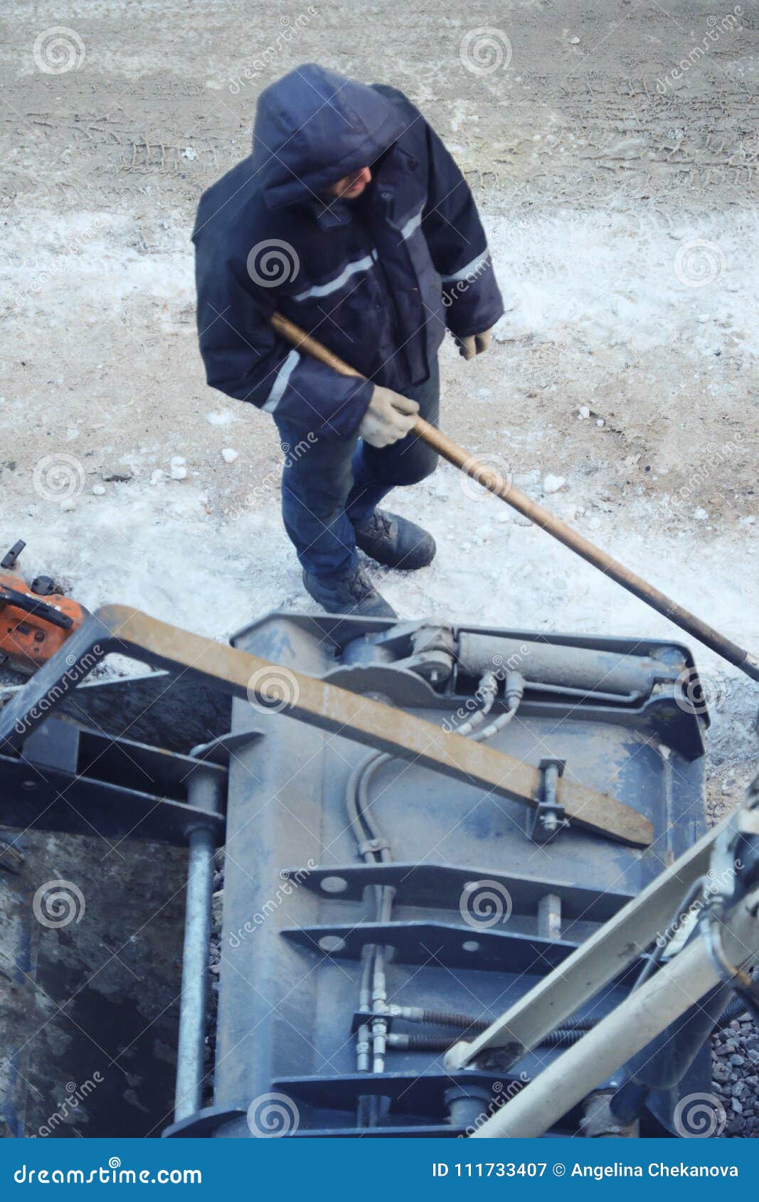 Working Men in the Form of Standing Around a Sand Pit Editorial ...