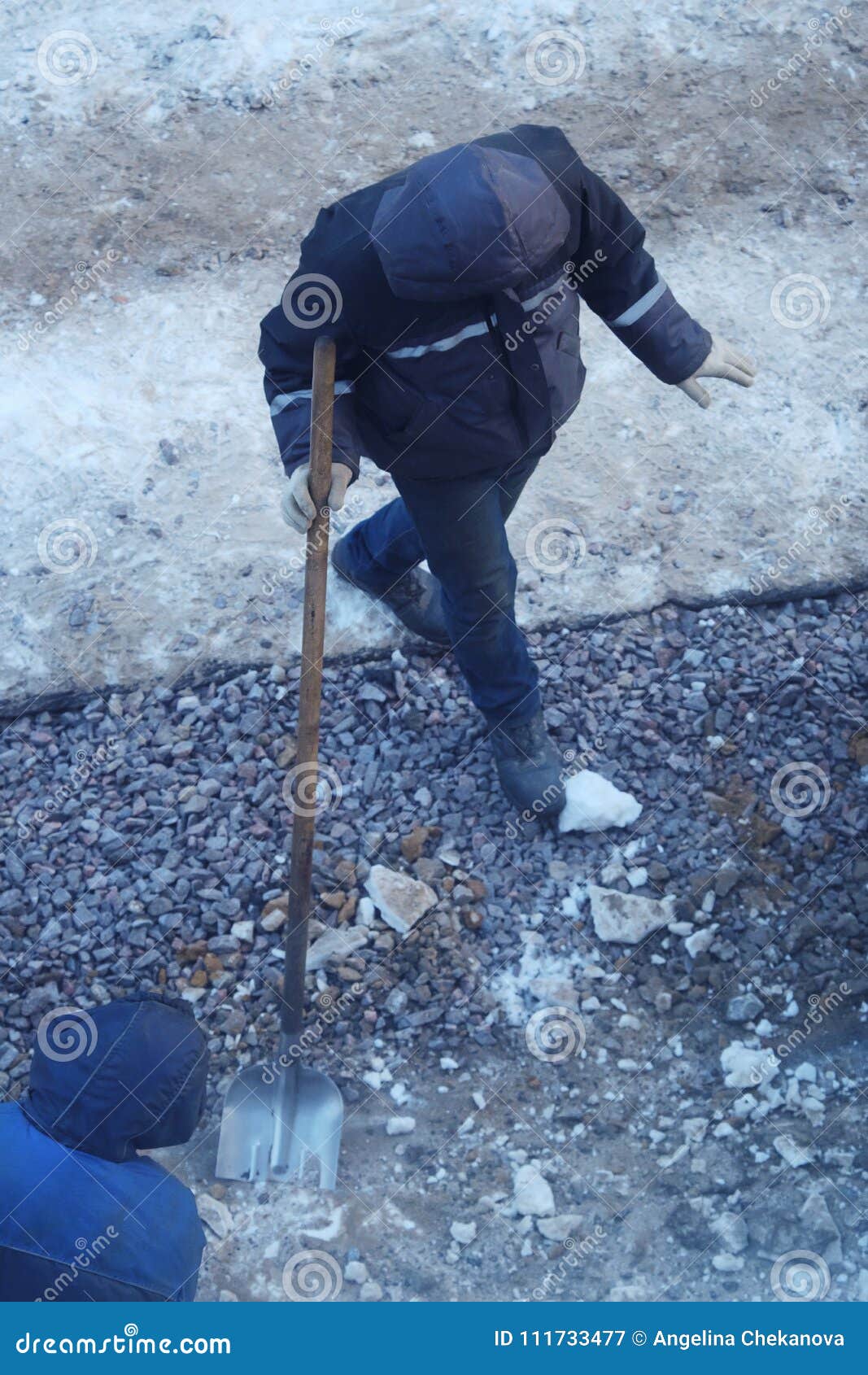 Working Men in the Form of Standing Around a Sand Pit Editorial ...