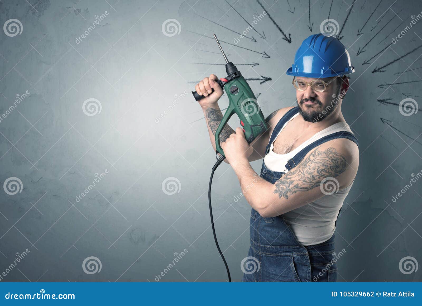 Worker standing with tool. stock photo. Image of handle - 105329662