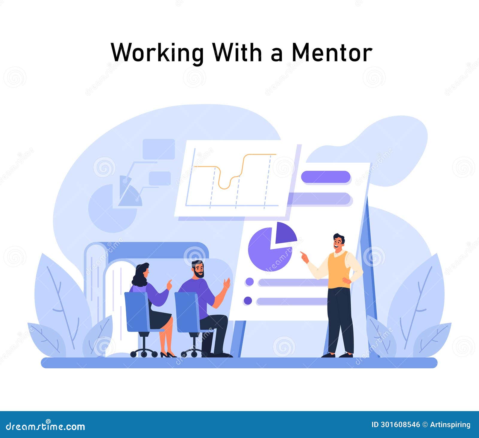 Working with a Mentor Concept. New Employees Discuss Insights with a ...