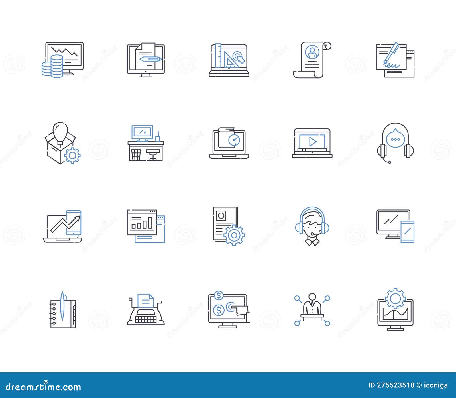Working Method Line Icons Collection. Efficiency, Strategy ...