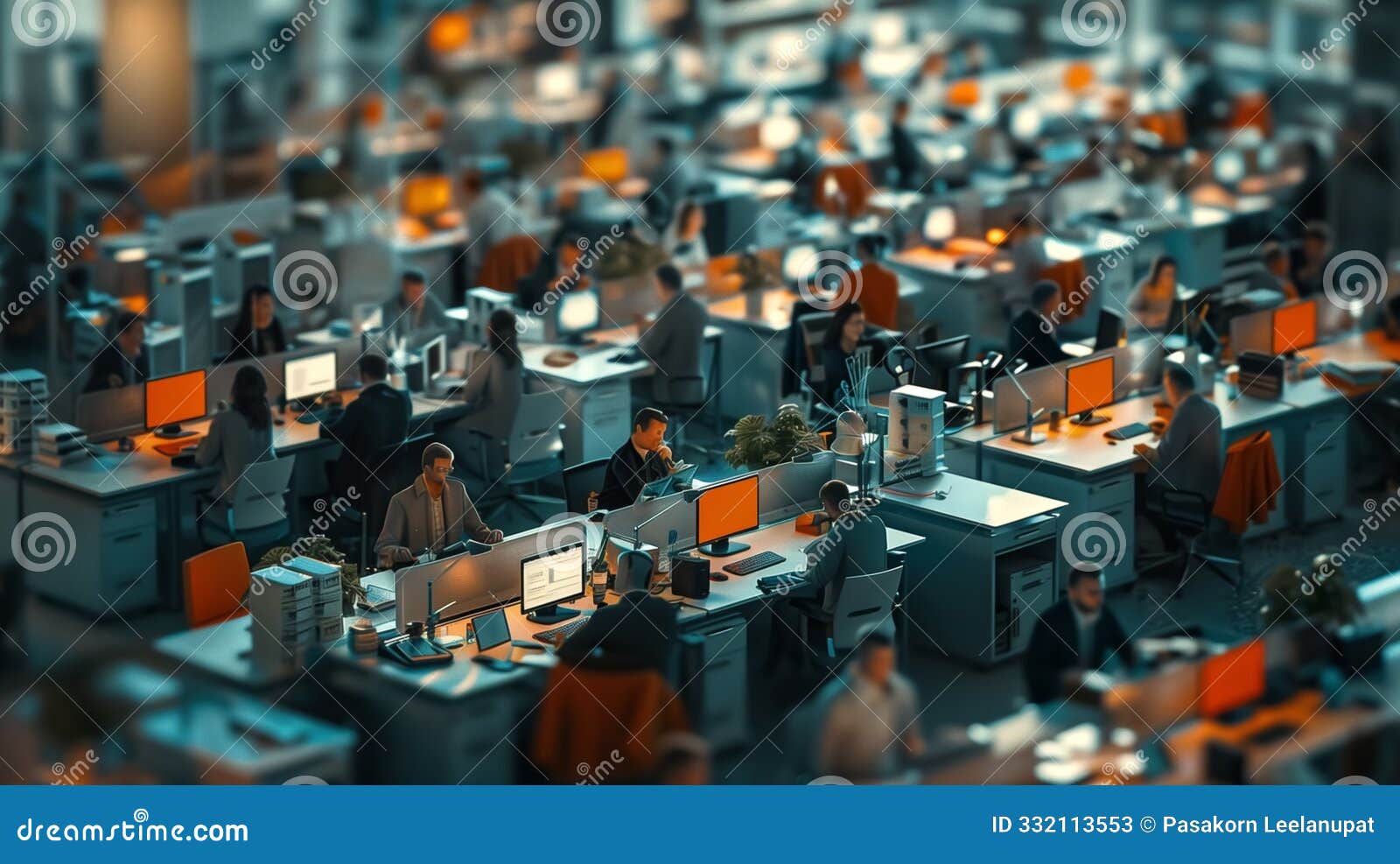 Working in a Modern Office with a Sense of Tightness Crowded, Co Stock ...