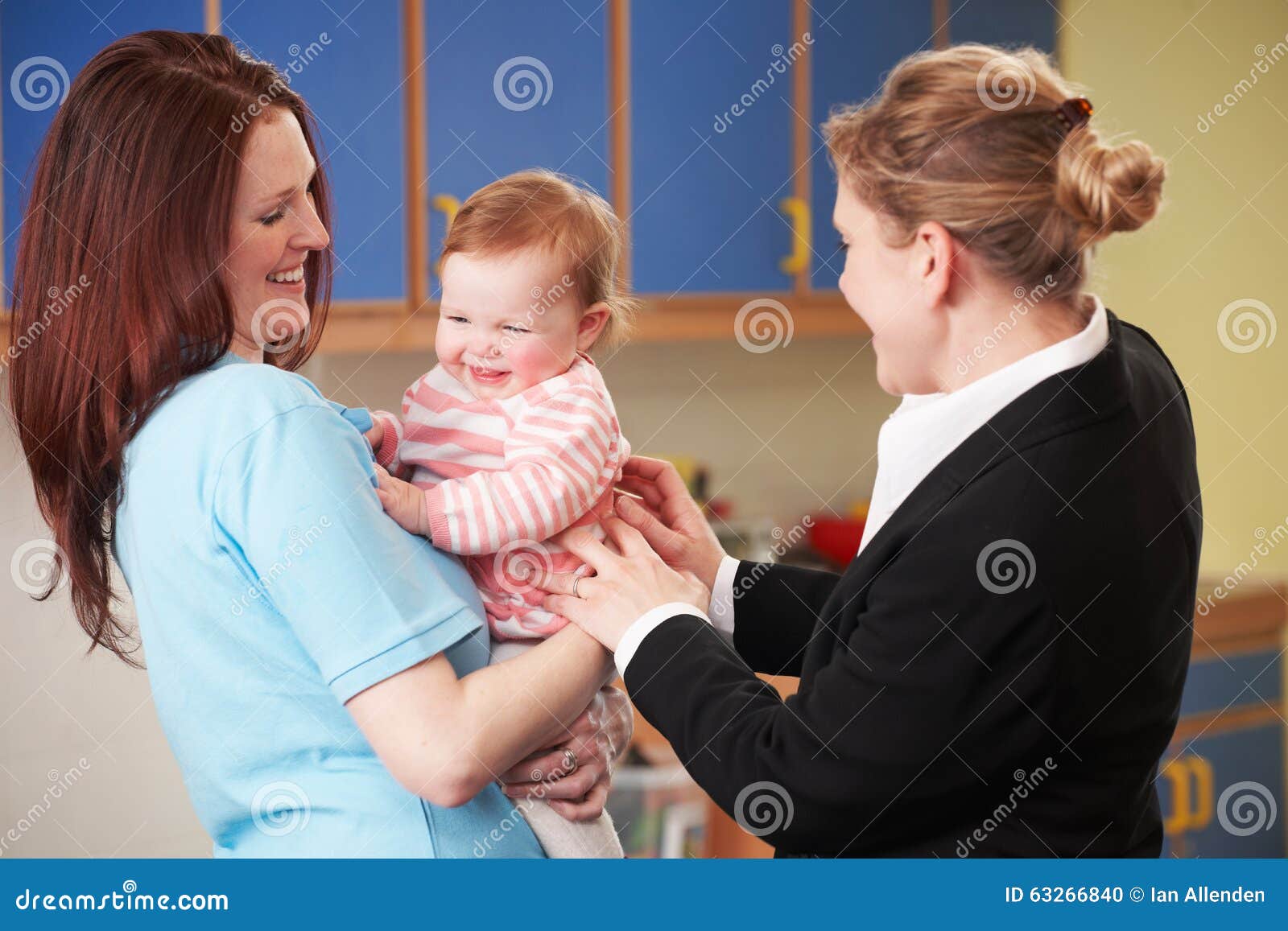 Working Mother Dropping Child Off at Nursery Stock Photo - Image of ...