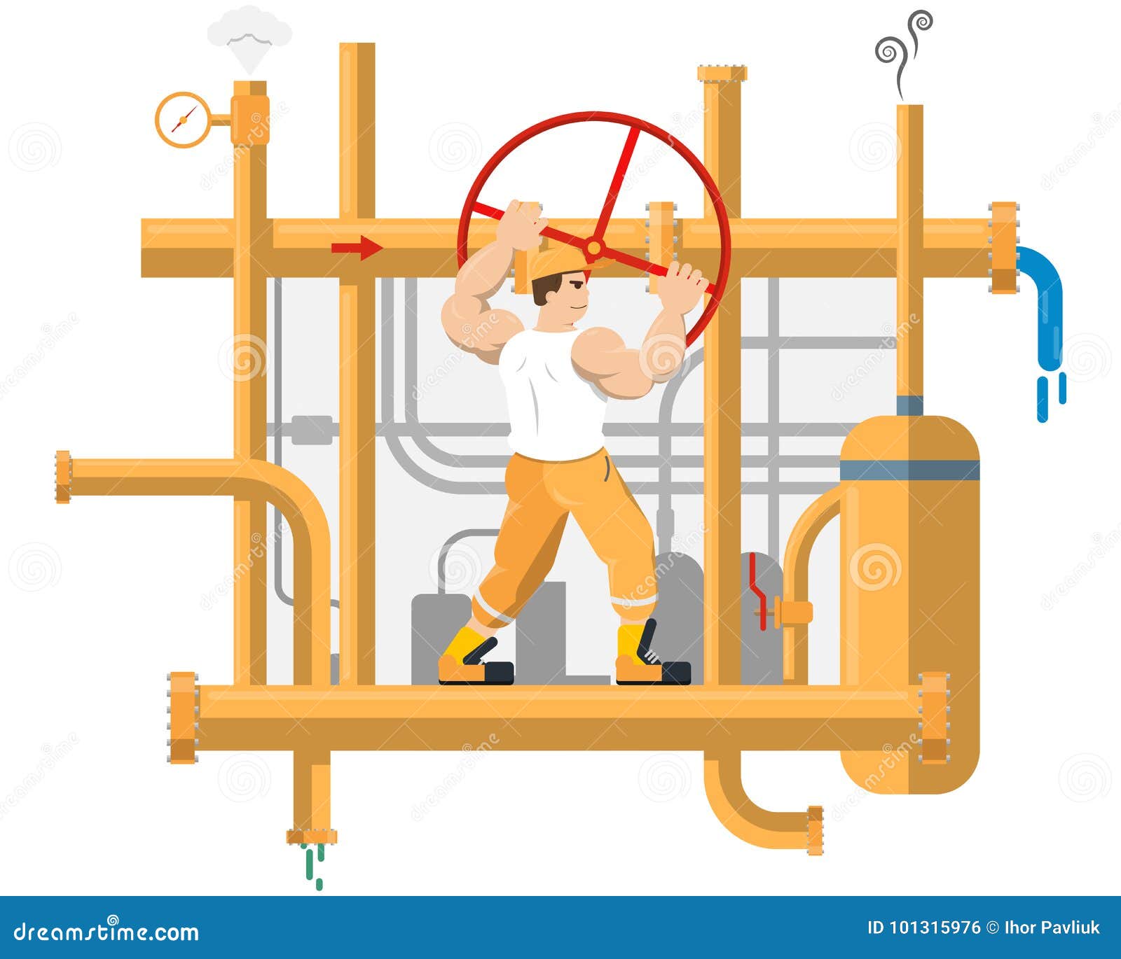 Working near pipes stock vector. Illustration of pressure - 101315976