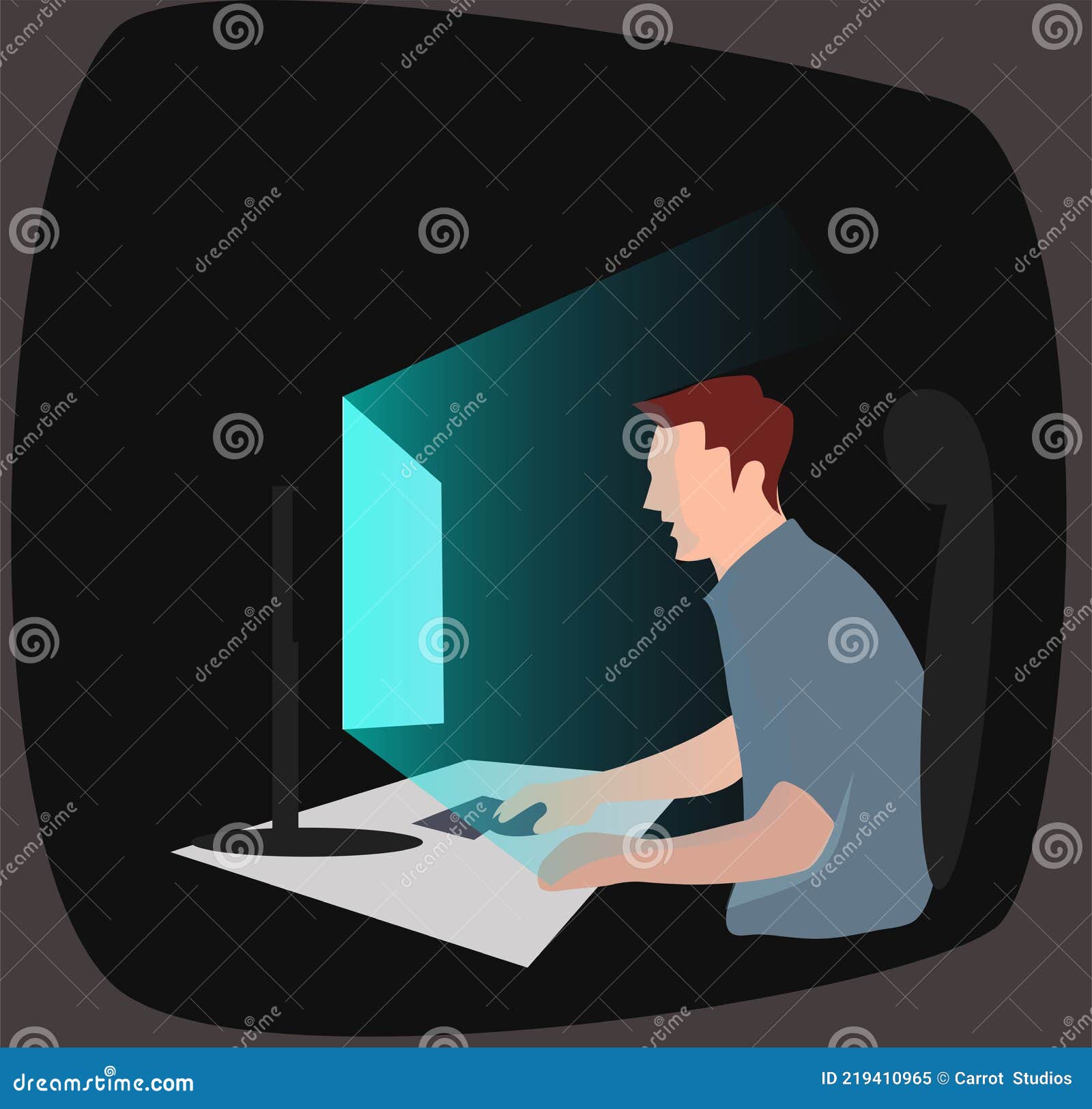 Working at Night Illustration Stock Vector - Illustration of work ...