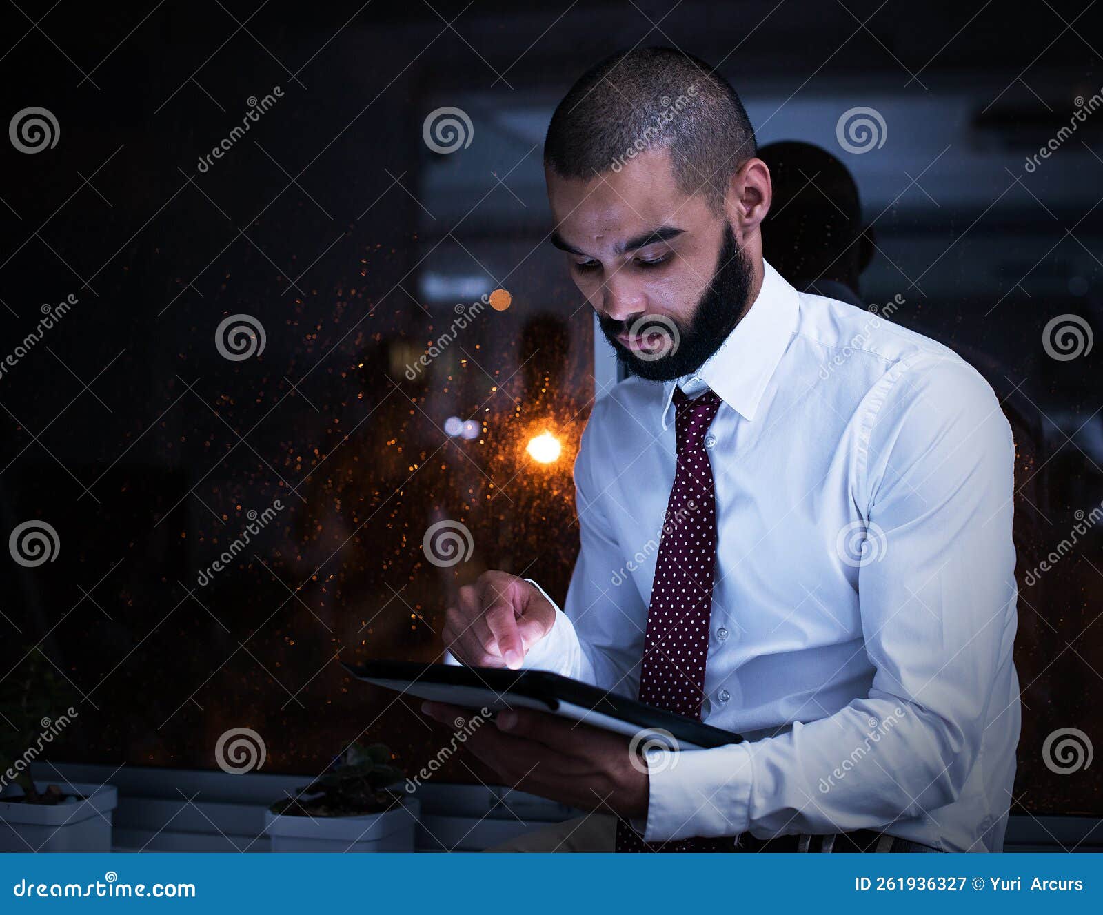 Working into the Night. an Office at Night Time. Stock Image - Image of ...