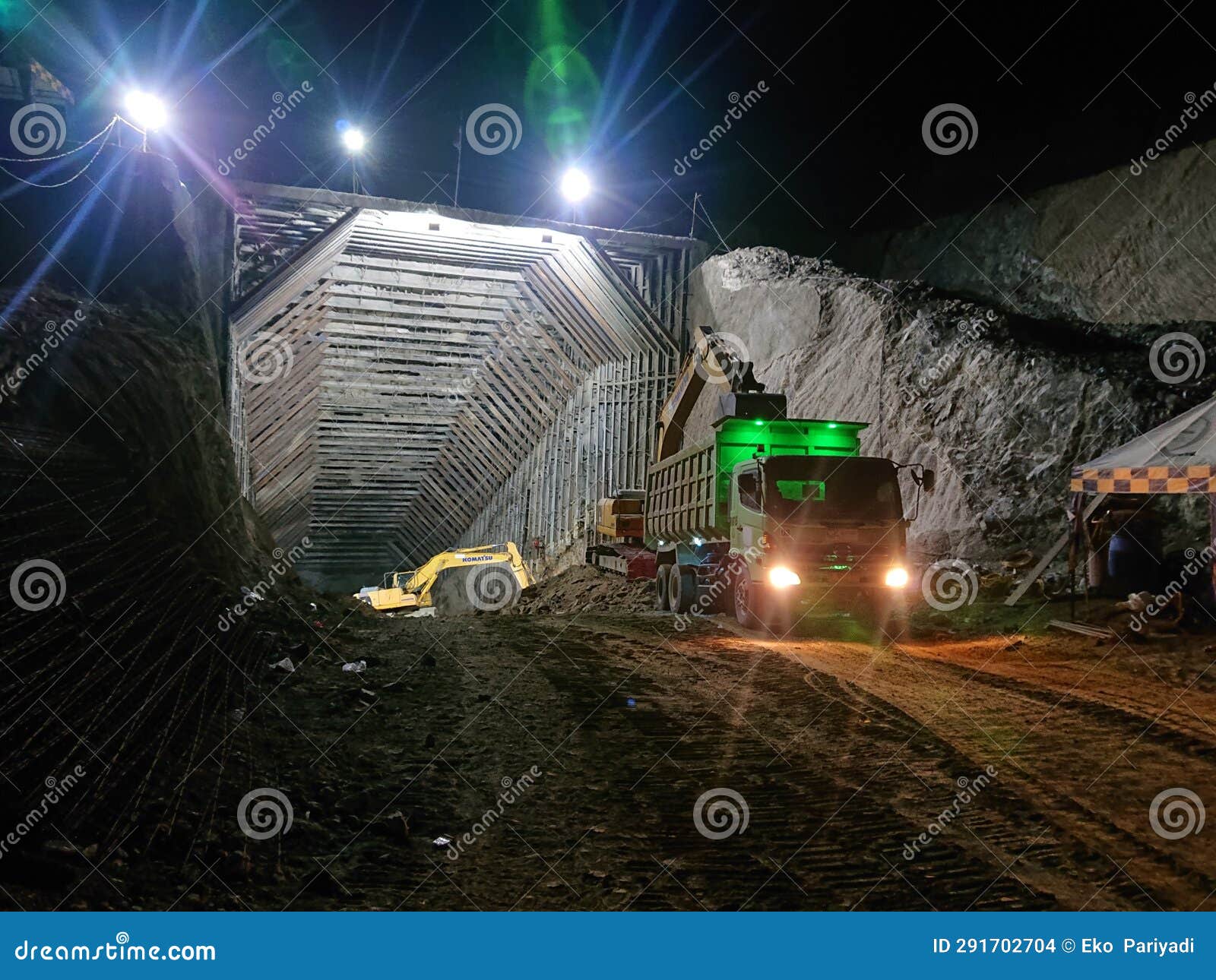 Working at Night in the Tunnel Editorial Stock Image - Image of night ...