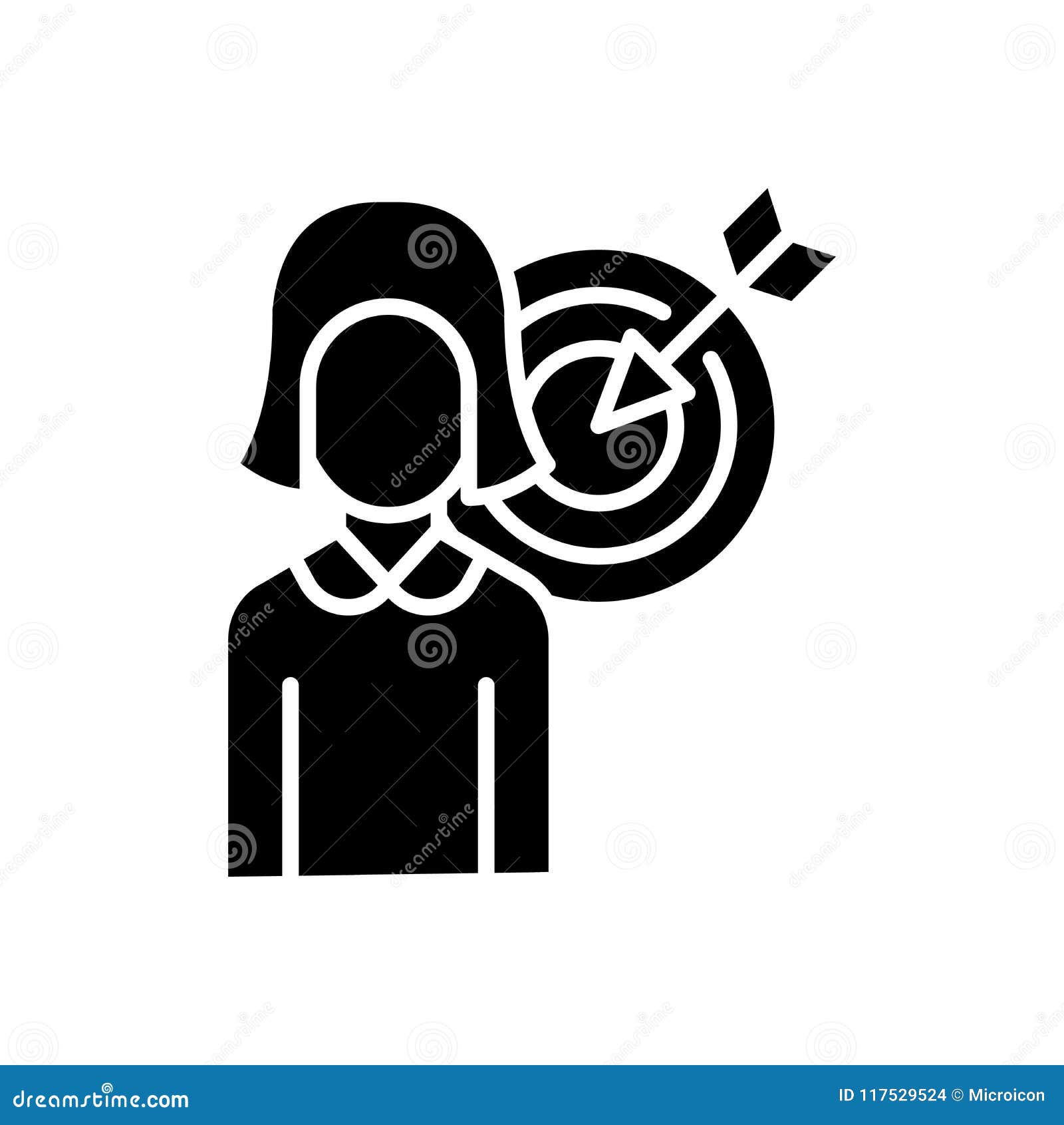Working Objective Black Icon Concept. Working Objective Flat Vector ...
