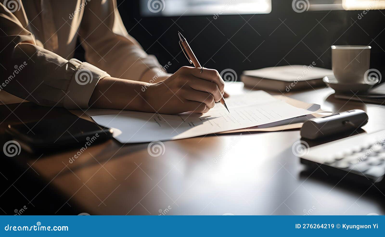 Working in Office Desk Taking Notes Business Generative Ai Stock ...