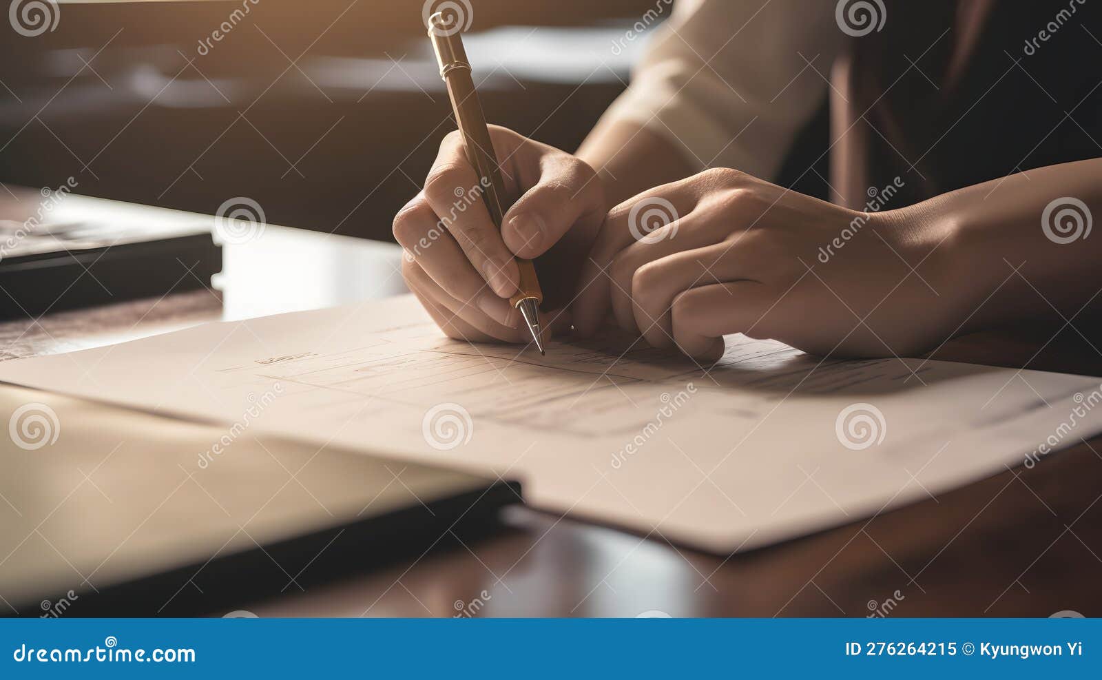 Working in Office Desk Taking Notes Business Generative Ai Stock ...