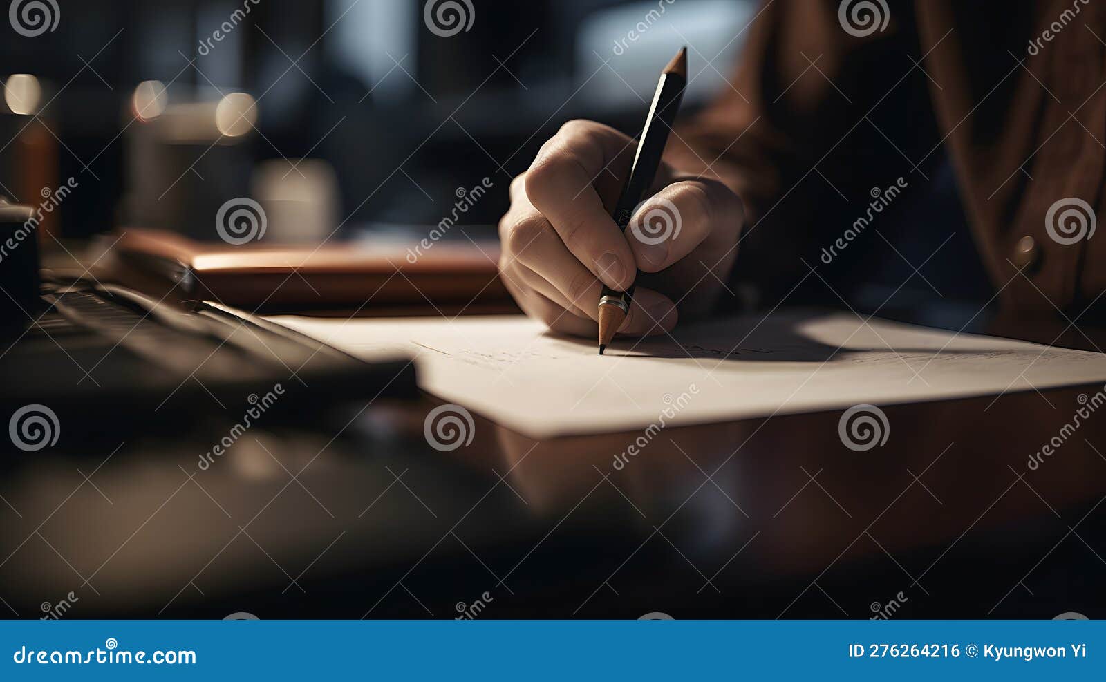 Working in Office Desk Taking Notes Business Generative Ai Stock ...