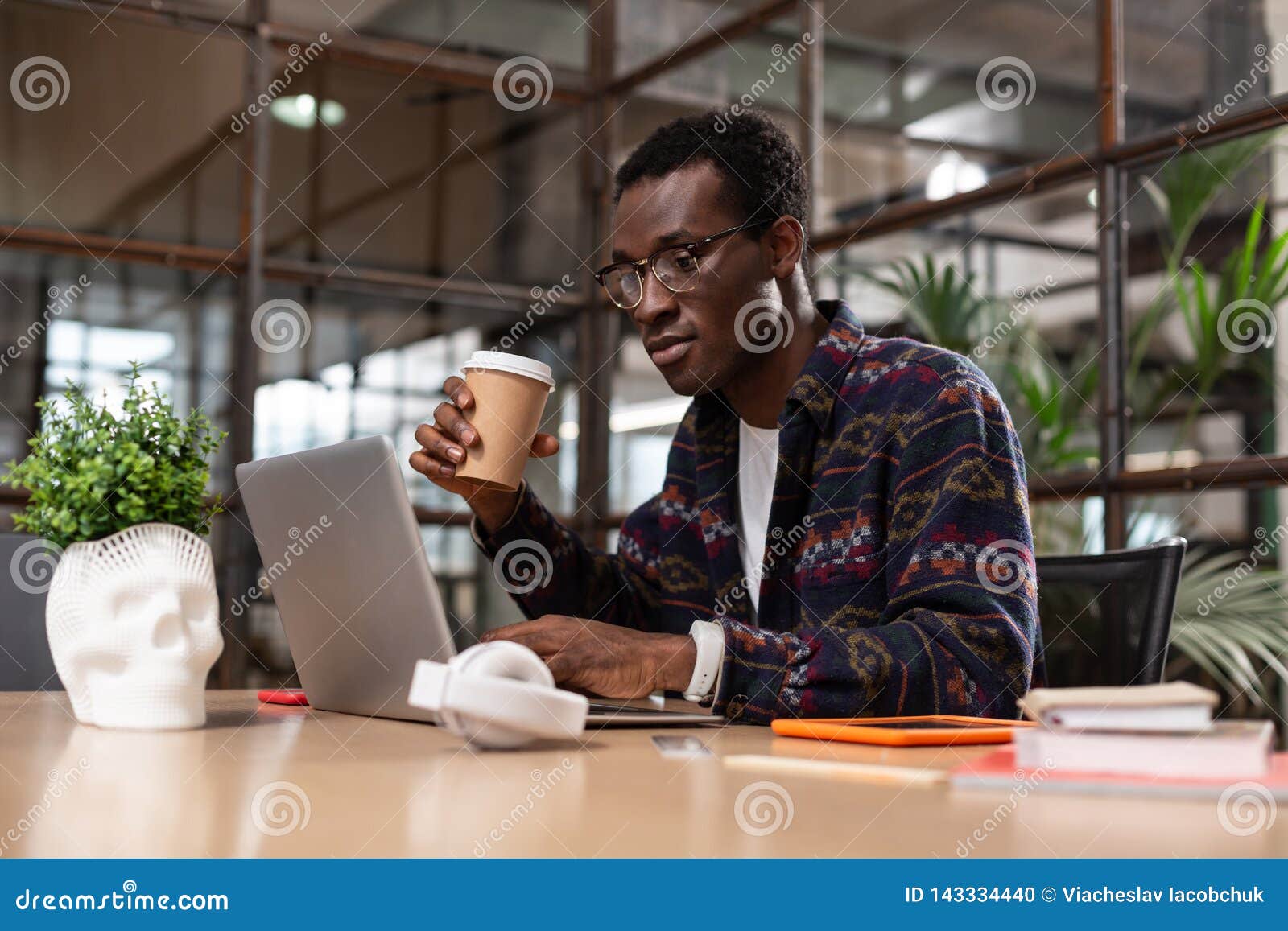 Man Concentrated on Doing Important Working Task Stock Photo - Image of ...