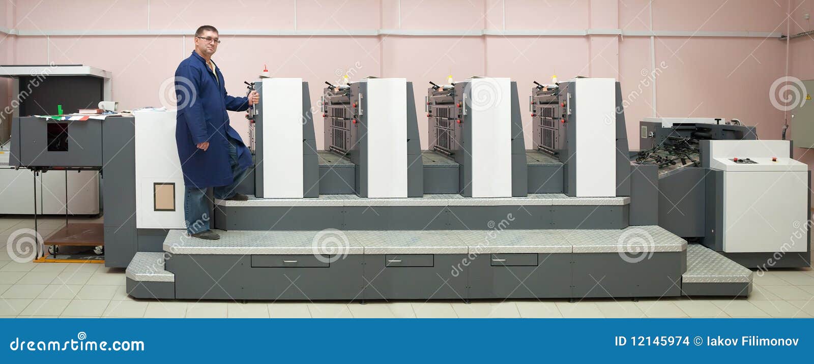 Working offset printer stock photo. Image of polygraph - 12145974