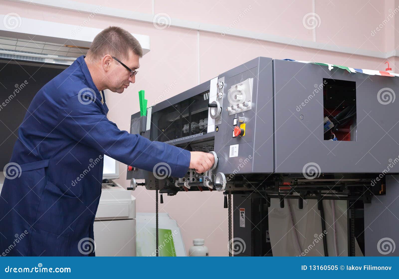 Working offset printer stock image. Image of hand, electronic - 13160505