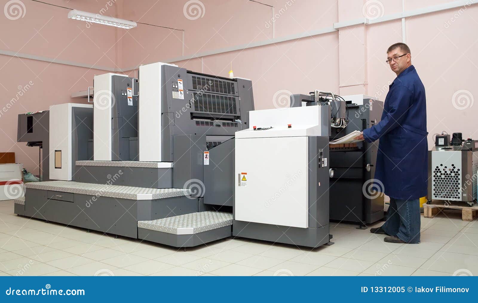 Working offset printer stock image. Image of work, control - 13312005