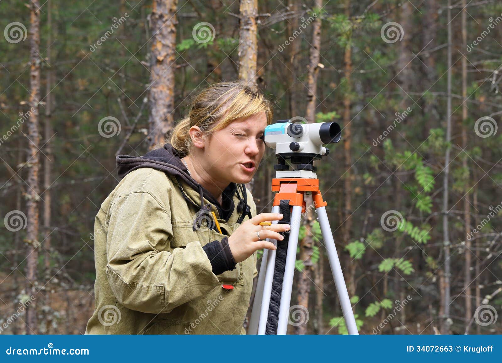 Working with the Optical Level Stock Image - Image of engineering ...