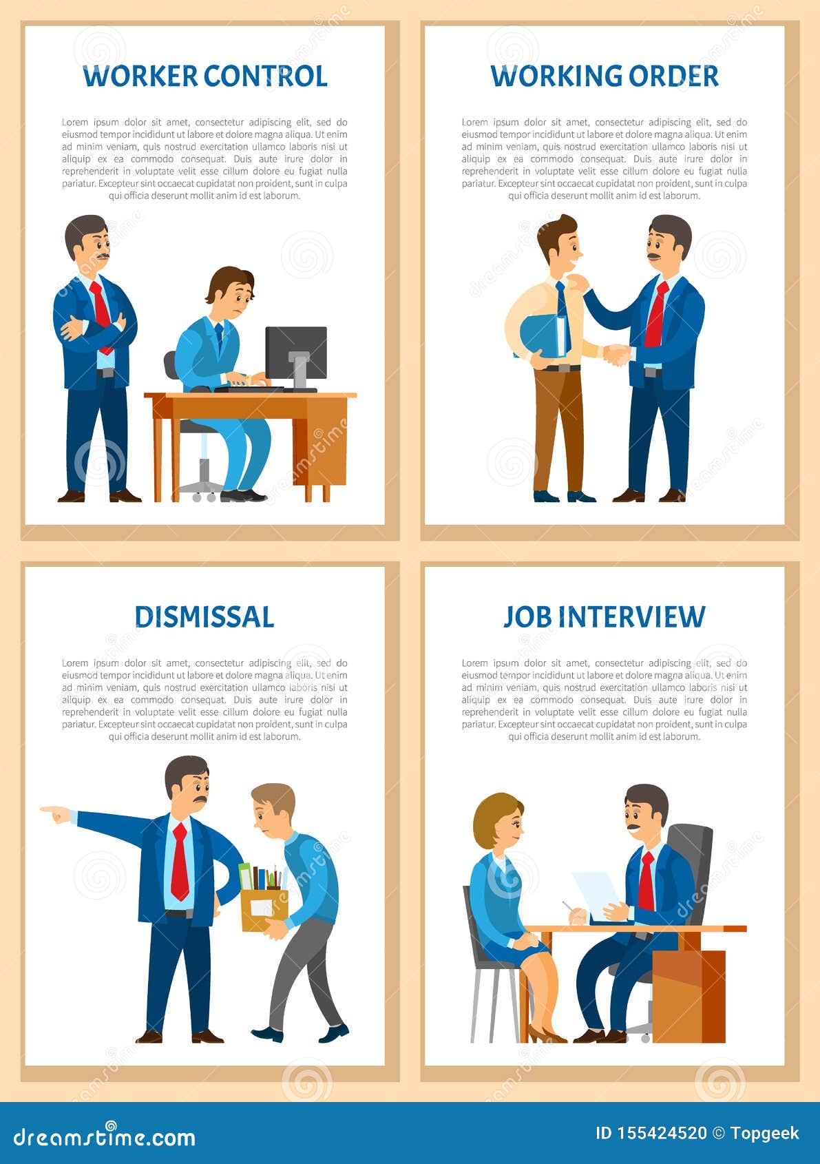 Working Order Control and Supervision at Workplace Stock Vector ...