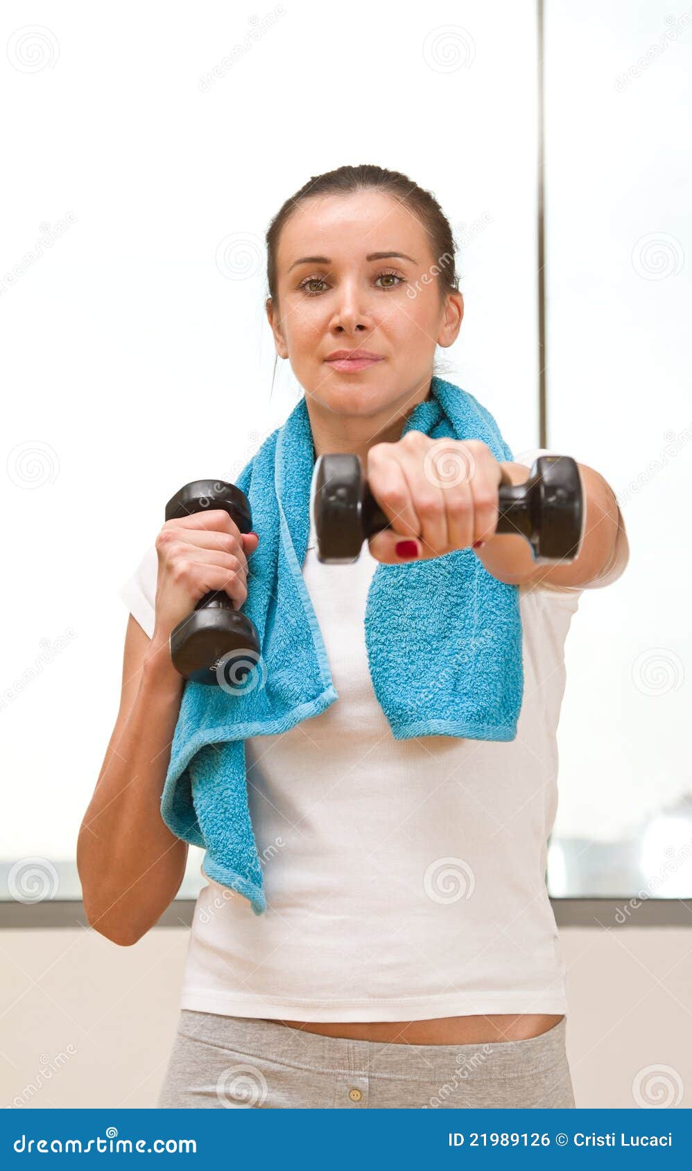 Working out stock photo. Image of smile, girl, blue, beautiful - 21989126