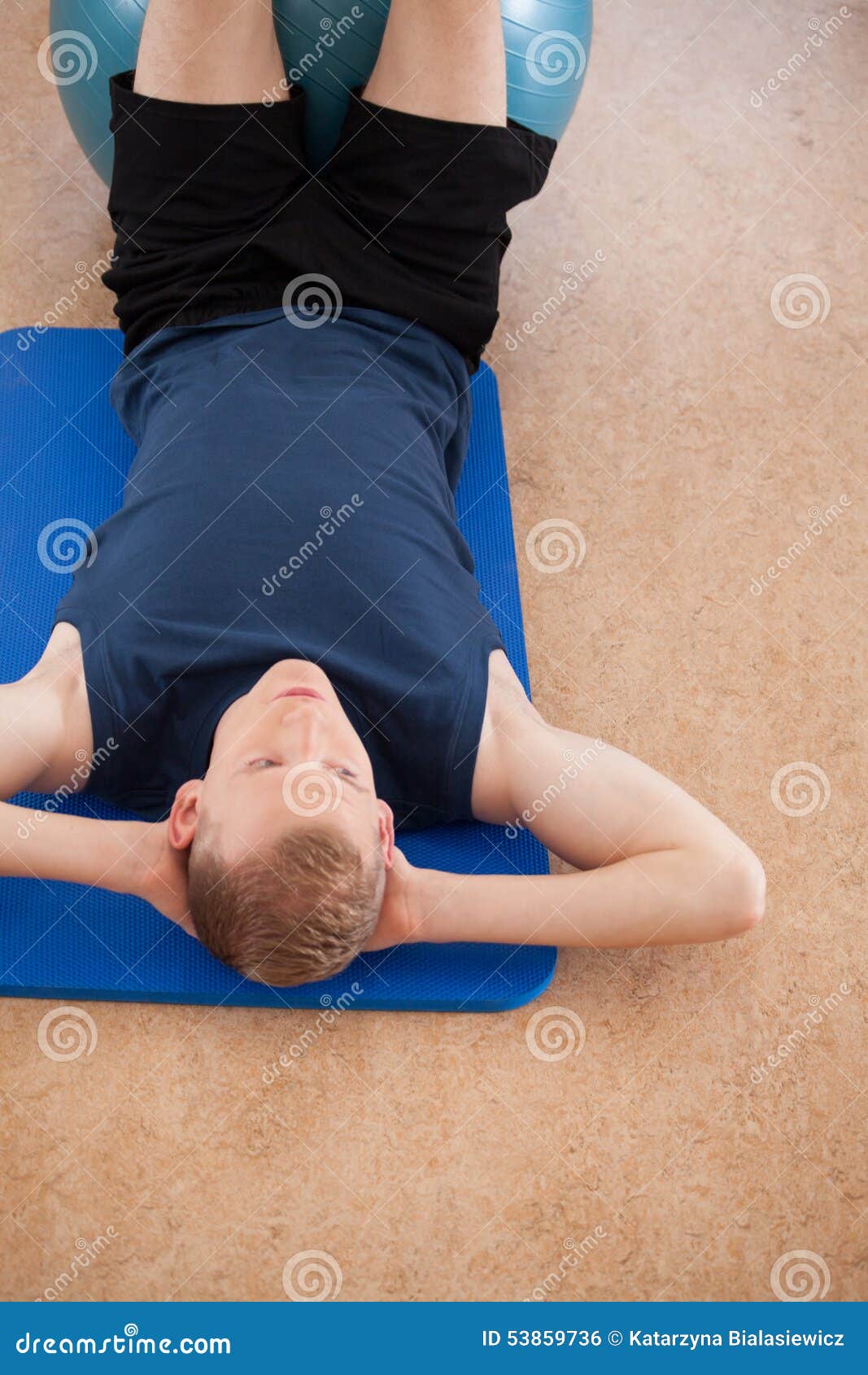 Working Out on the Floor Mat Stock Photo - Image of inside, athletic ...