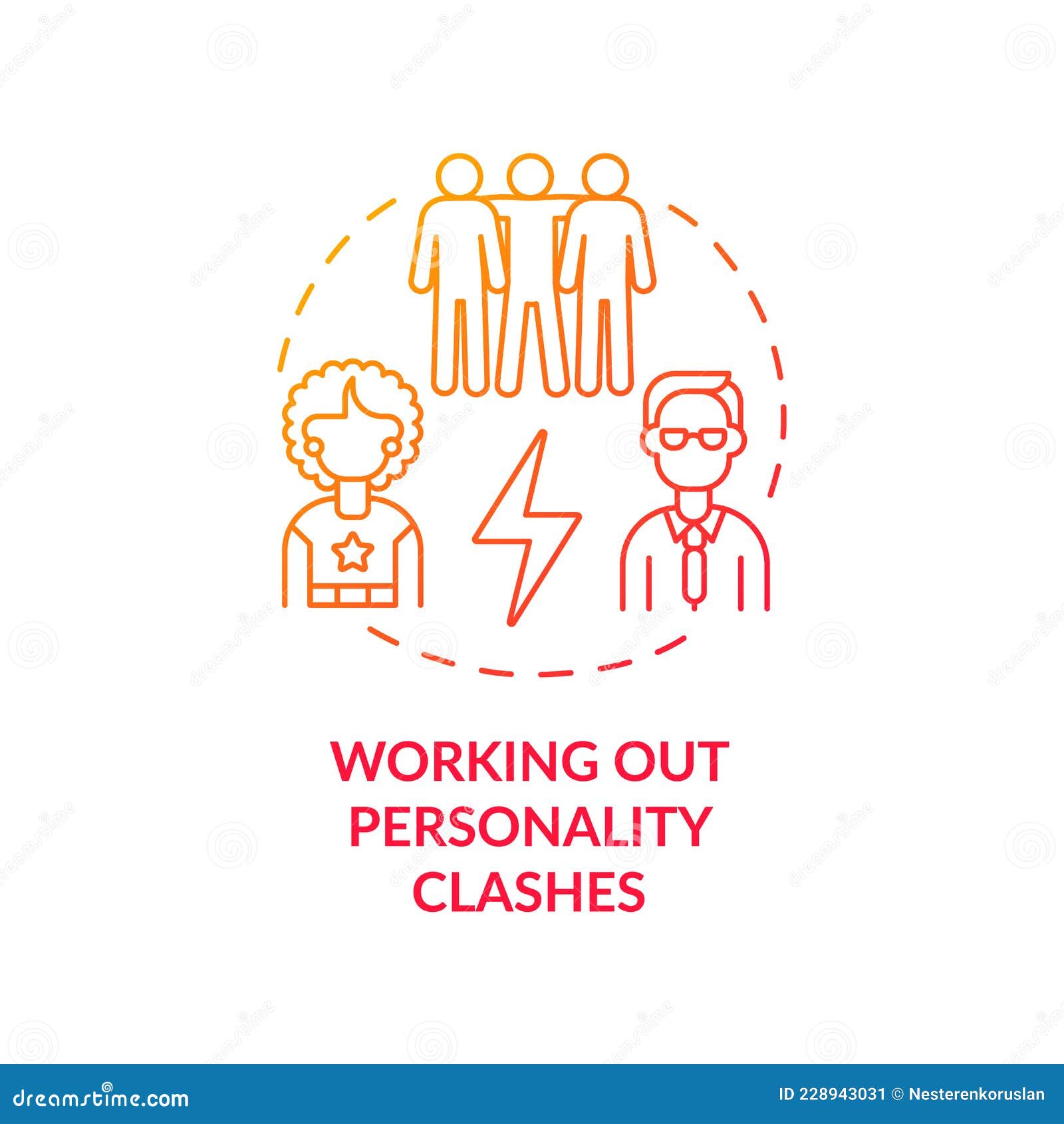 Working Out Personality Clashes Red Gradient Concept Icon Stock Vector ...