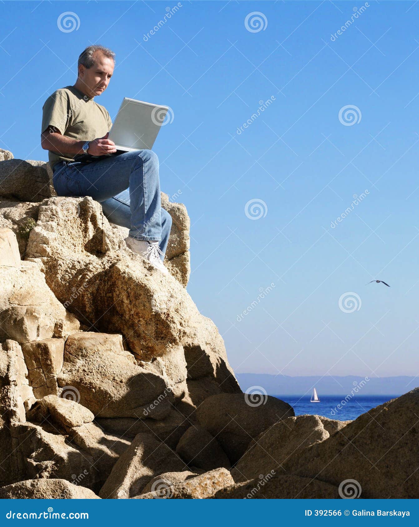 Working outdoor stock photo. Image of outside, male, computer - 392566