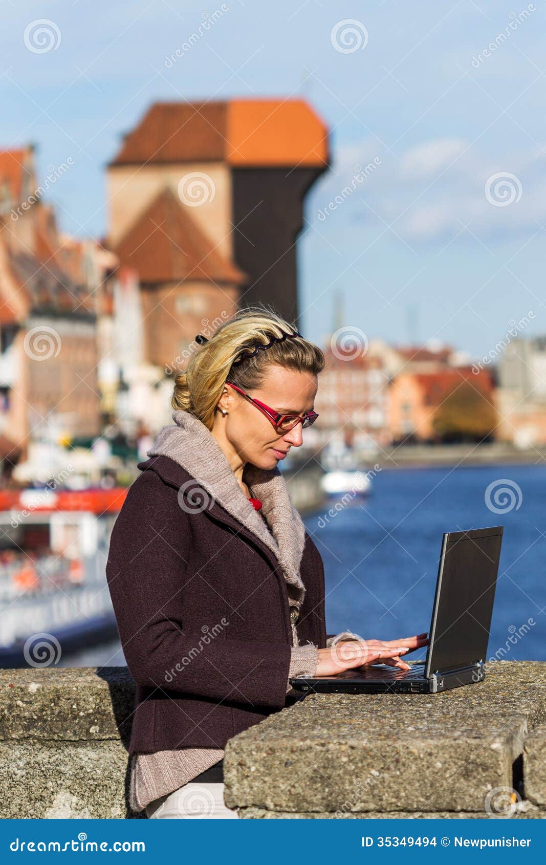 Working outside the office stock photo. Image of female - 35349494