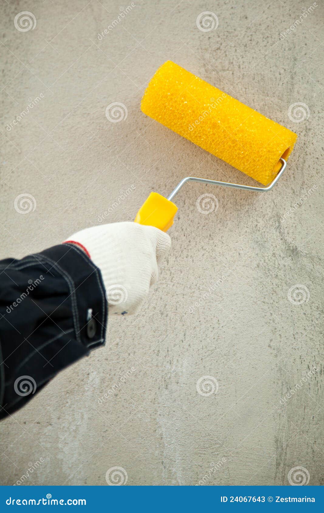 Working with paint roller stock image. Image of glove - 24067643