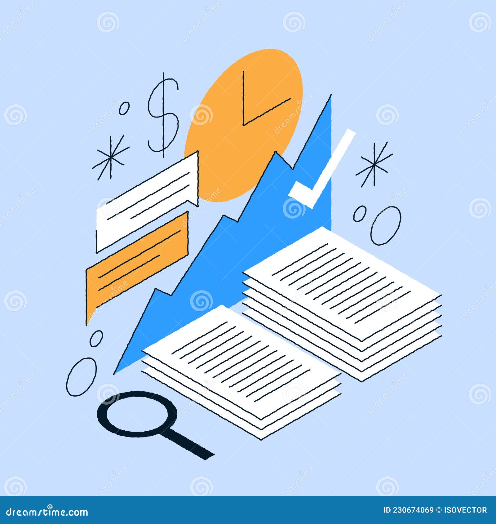 Working Paper Documents Isometric Illustration Stock Vector ...