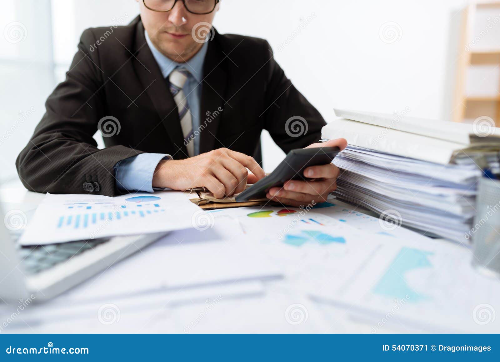 Working with papers stock image. Image of calculating - 54070371