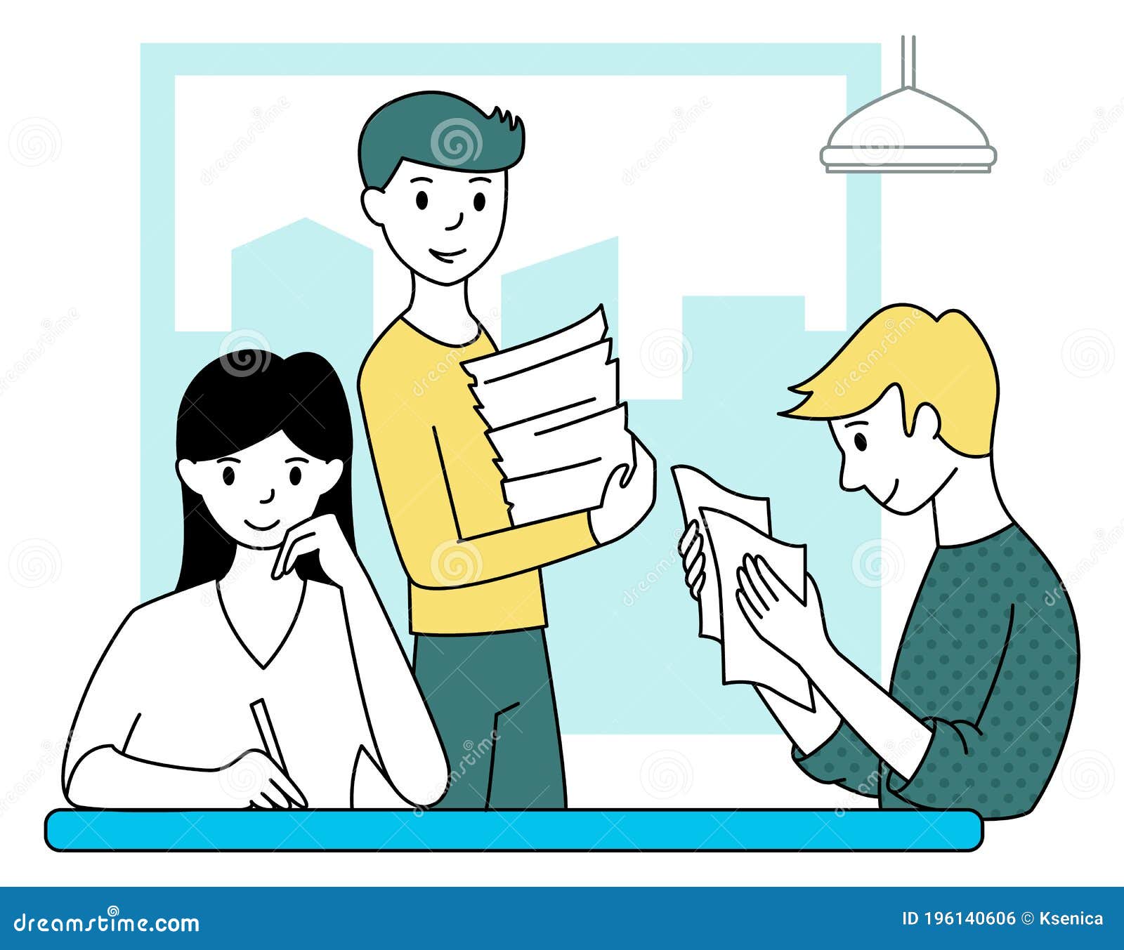 Working with Papers in the Office. Stock Vector - Illustration of ...